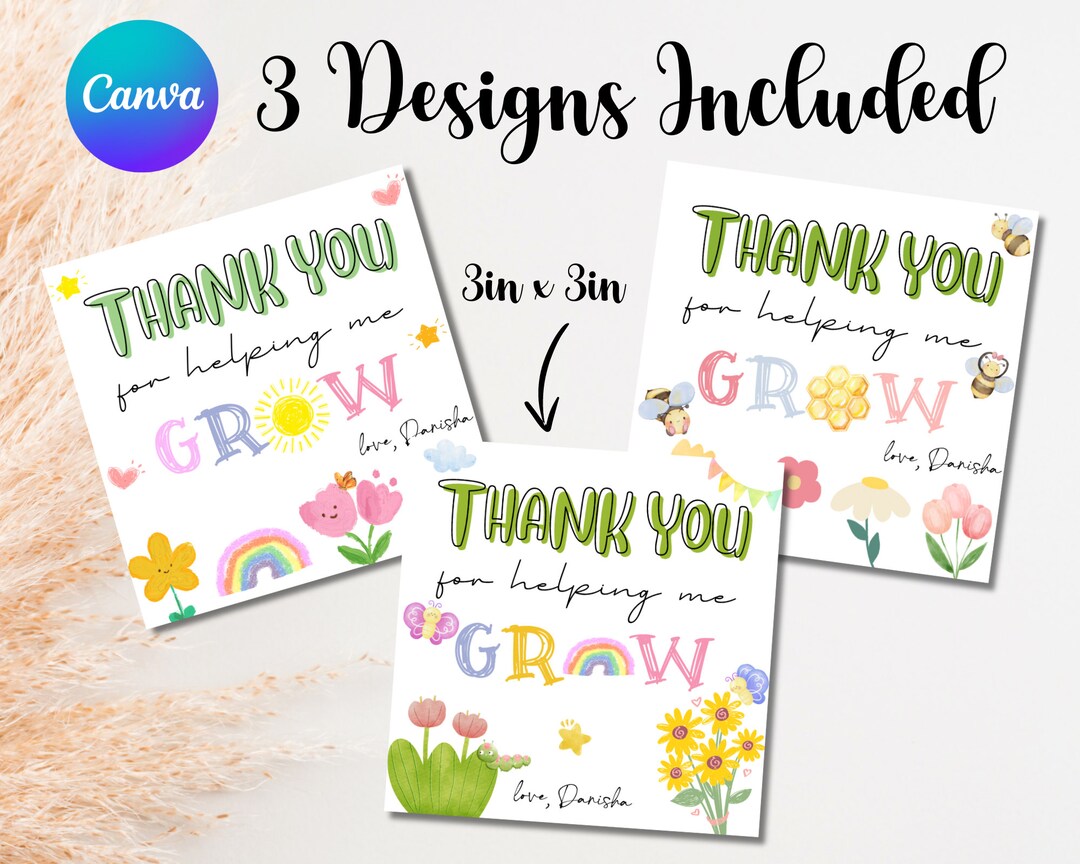 Thank You for Helping Me GROW, Teacher Appreciation Gift Tag, Cactus ...