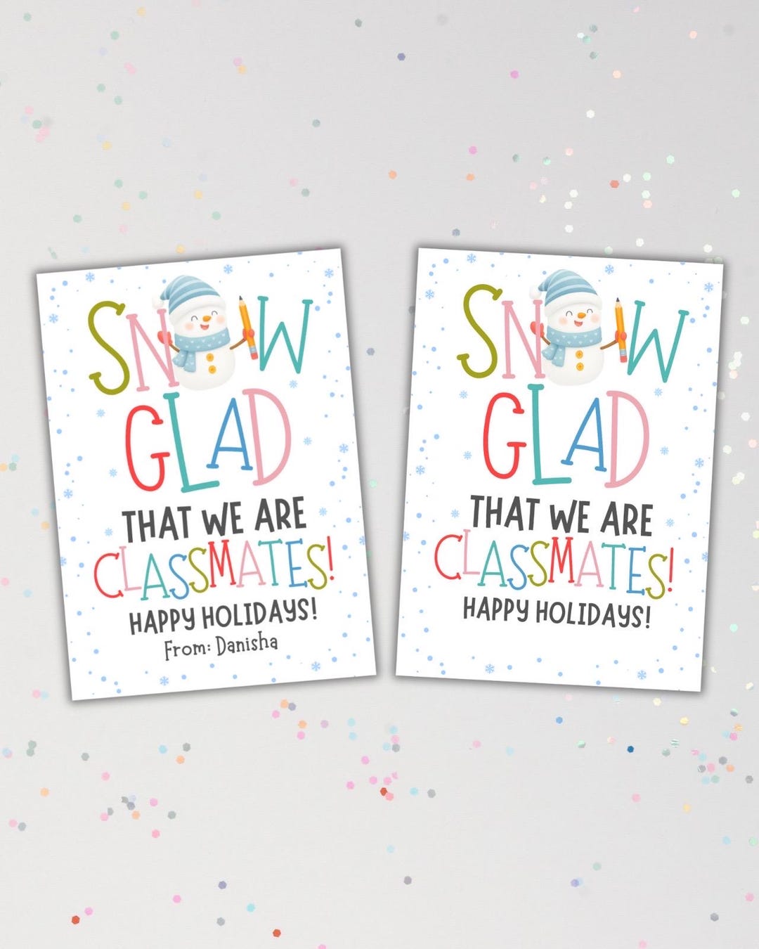 Snow Glad Classmate Gift Tags Printable, Kids Holiday Gift Tag ...