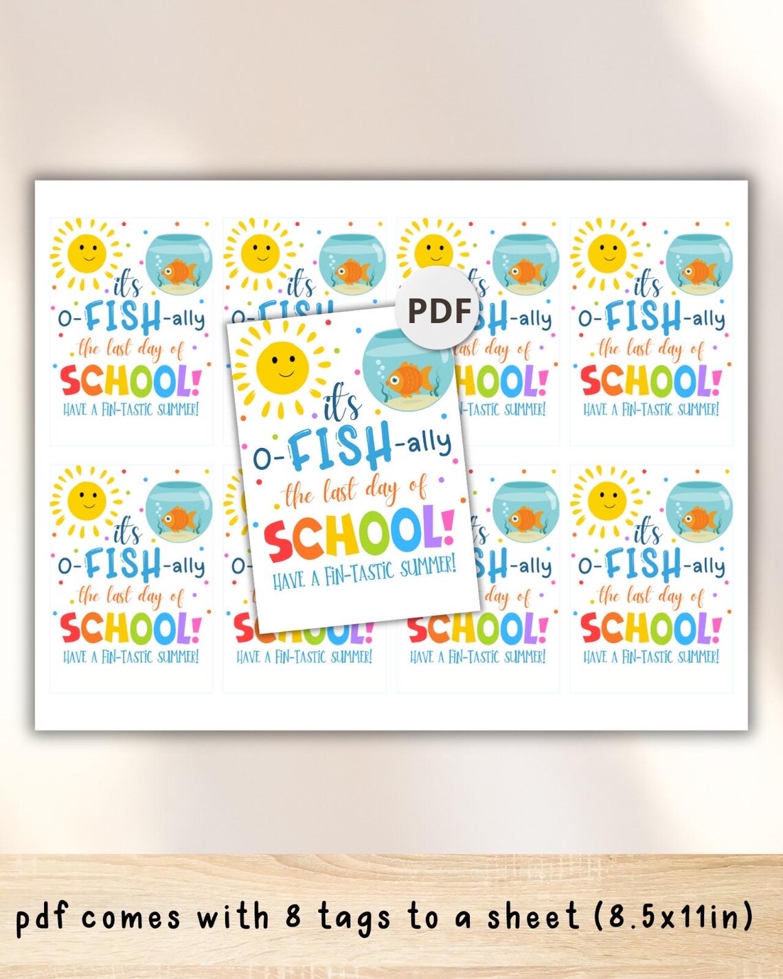 It's O Fish Ally the Last Day of School Tags, Goldfish Snack Tags, End ...