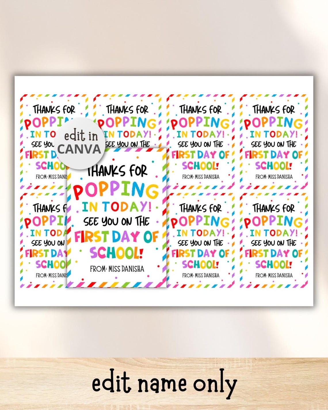 Thanks for Popping in Today Tag, See You on the First Day of School ...