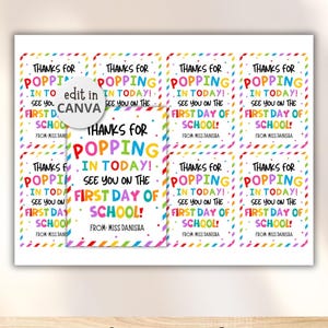 Thanks for Popping in Today Tag, See You on the First Day of School ...