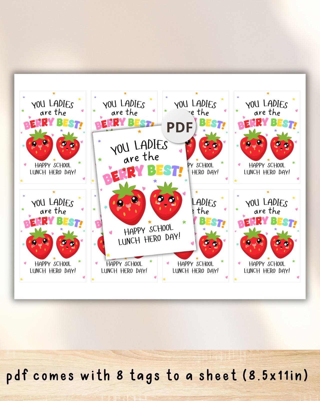 School Lunch Hero Day Gift Tag: Staff Appreciation Printable (PDF) - Etsy