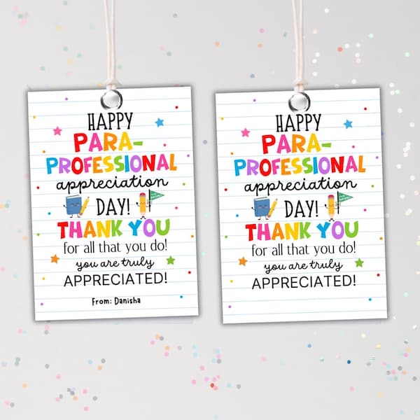 Printable Paraprofessional Thank You Cards - Etsy