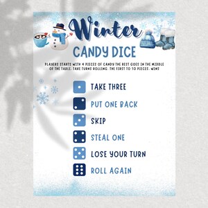 Winter Candy Dice Game for Kids & Teens, Winter Holiday Party Game ...