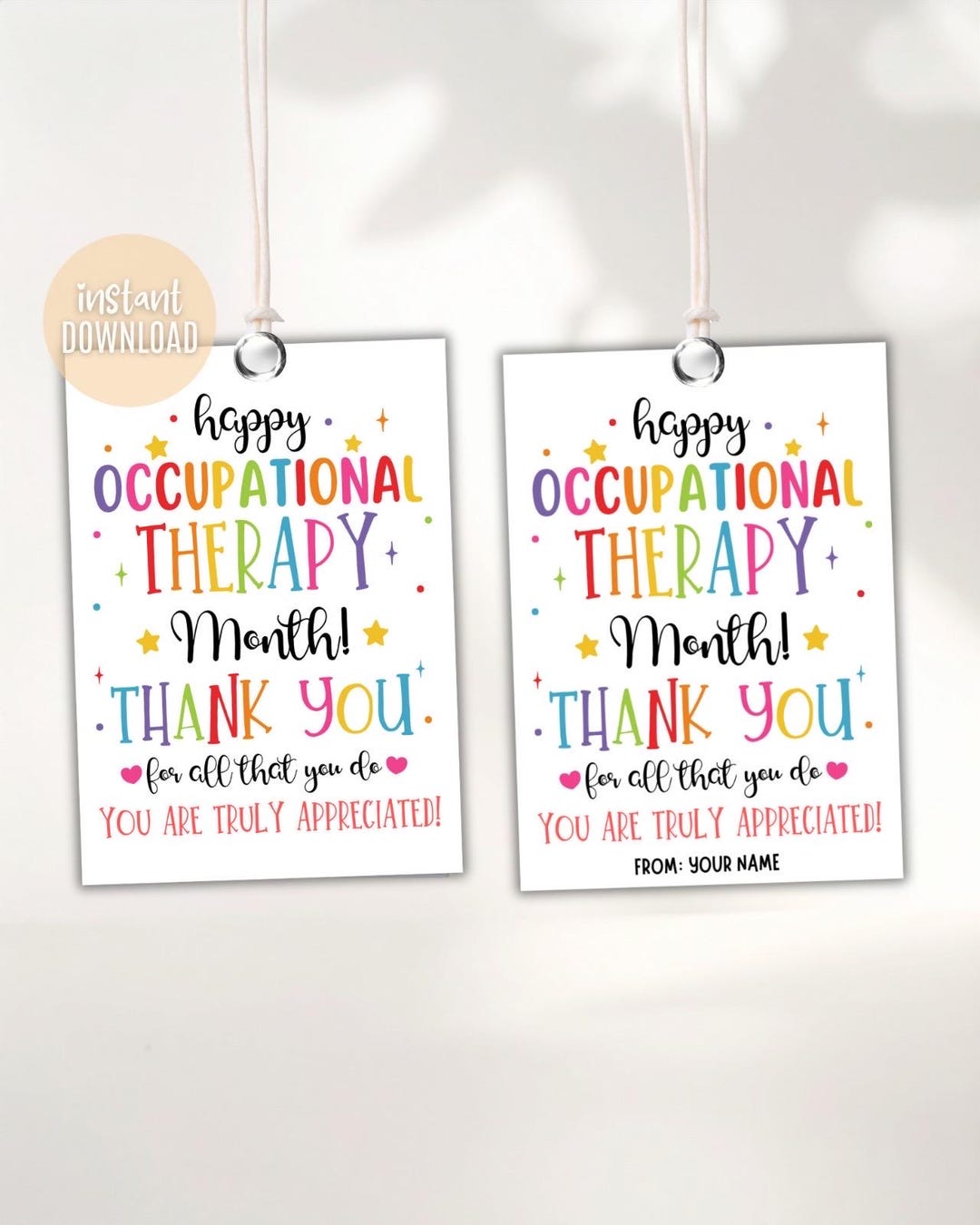 Occupational Therapy Month Tag Printable, Thank You OT Appreciation - Etsy