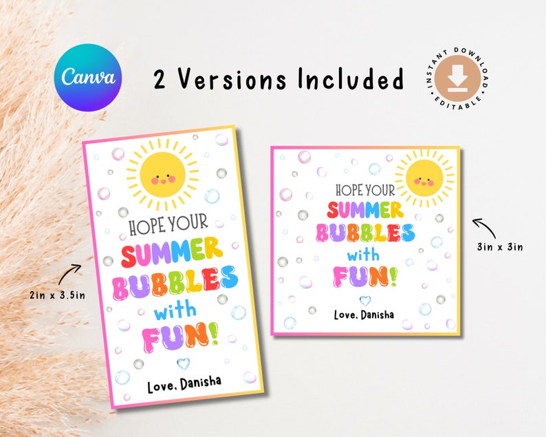 Hope Your Summer Bubbles With Fun Tag Editable, End of School Year Tags ...