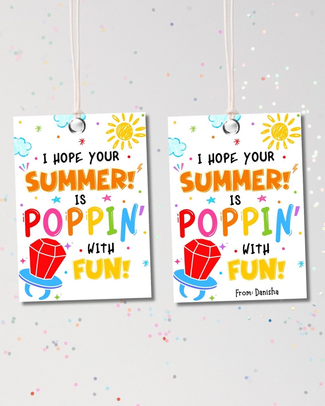 EDITABLE Pop Summer Candy Ring Gift Tag. Have a Poppin' Summer Vacation ...