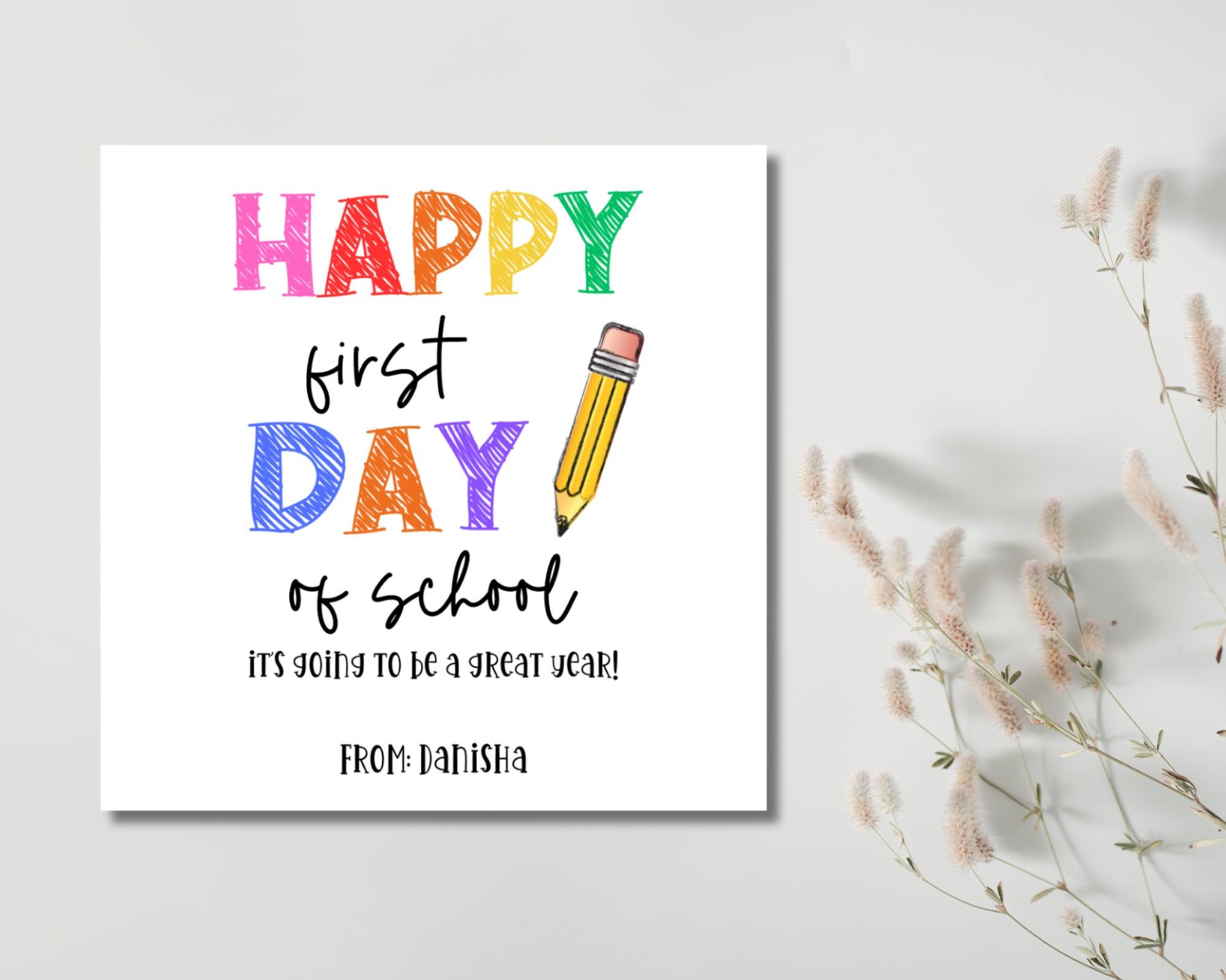 Back to School PRINTABLE Gift Tag, Happy 1st Day of School Teacher Gift ...
