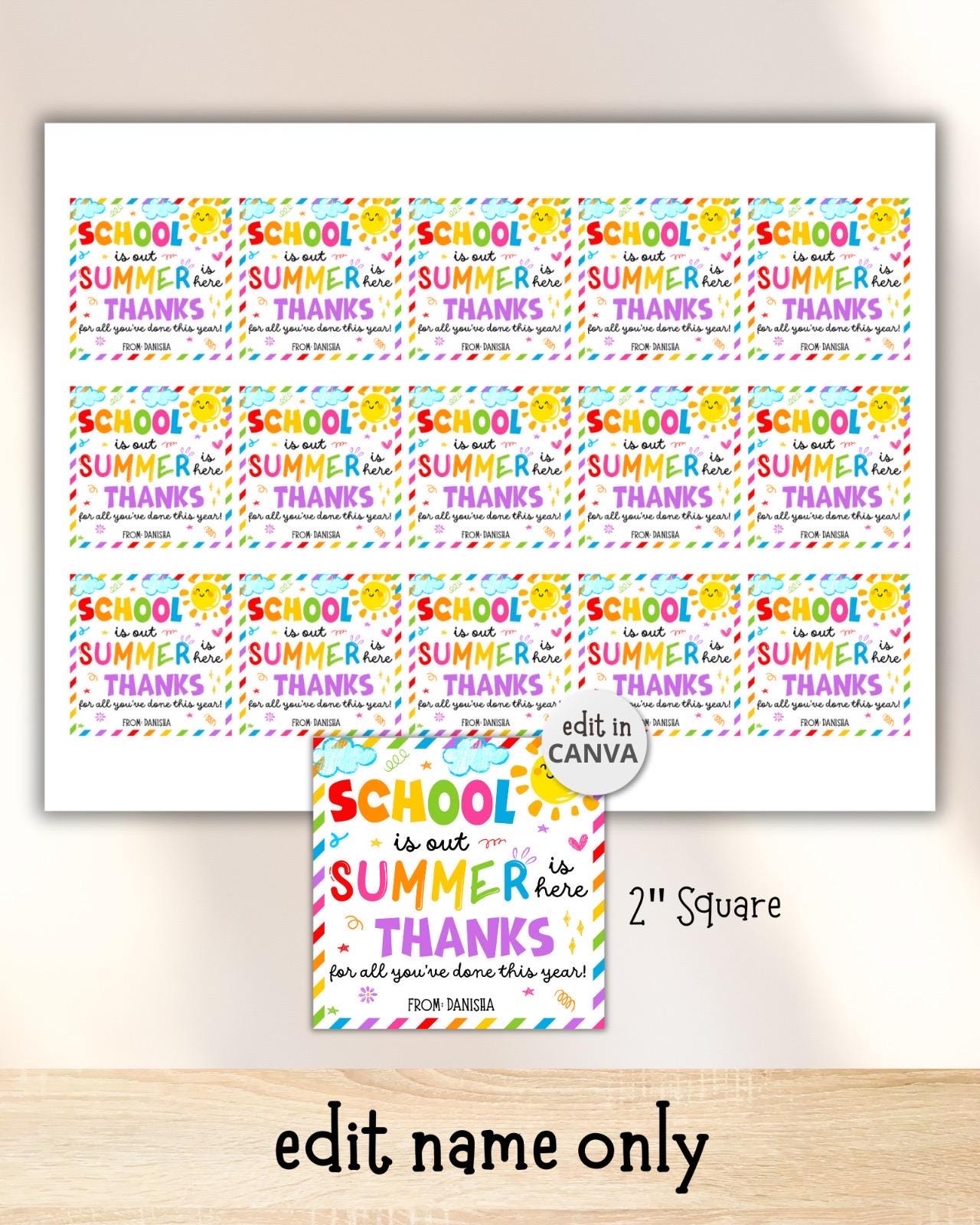 School is Out Summer is Here Thank You Gift Tag Teacher Appreciation ...
