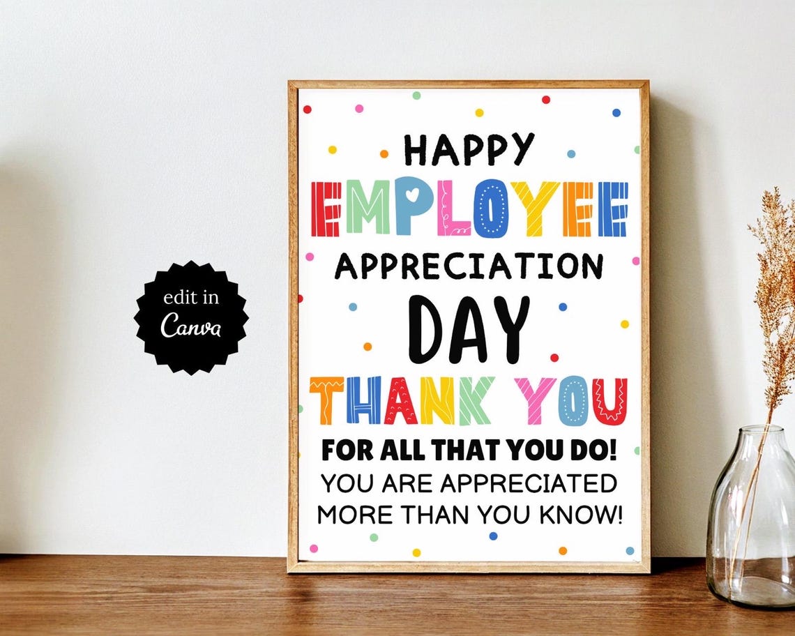 Employee Appreciation Day Sign: Printable Staff Thank You Poster ...