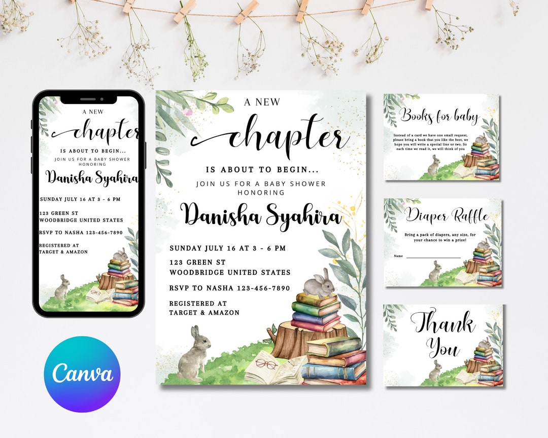 Storybook Baby Shower Invitation, Storybook Baby Shower Invite, Book ...