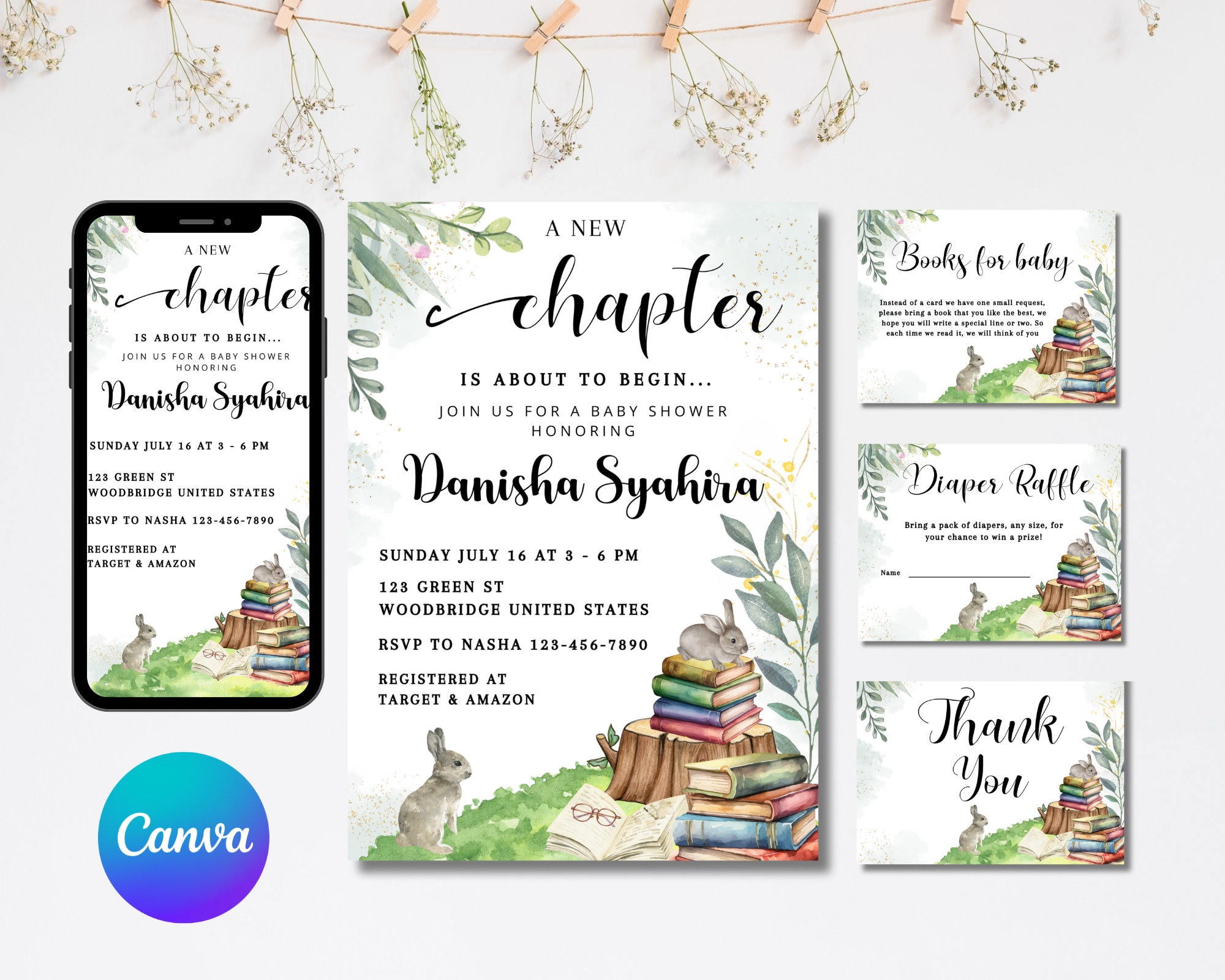 Storybook Baby Shower Invitation, Storybook Baby Shower Invite, Book ...