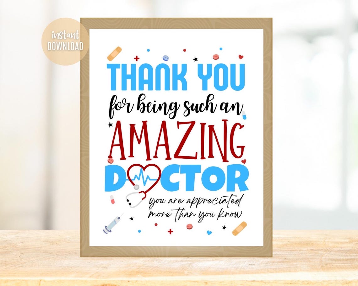 Doctor Appreciation Sign: Thank You Gift (digital Download) - Etsy