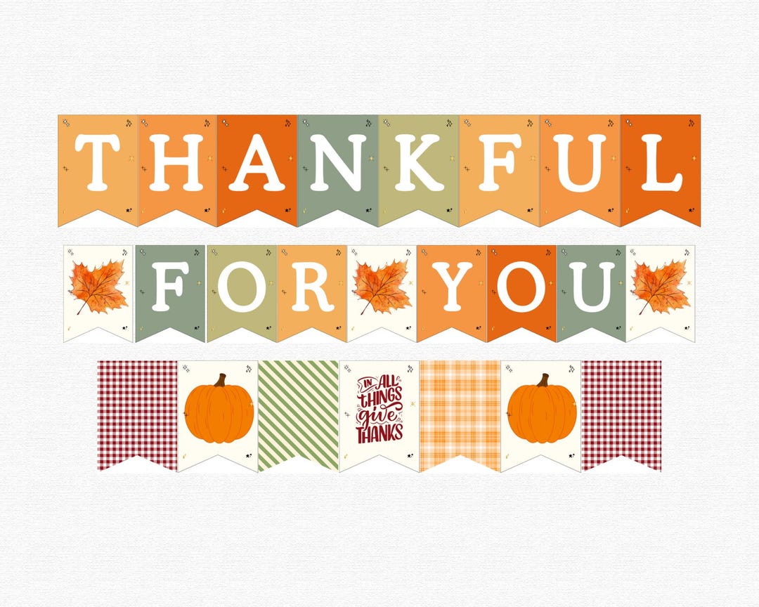 Printable Thanksgiving Banner, Thankful Banner, Colorful Thanksgiving ...