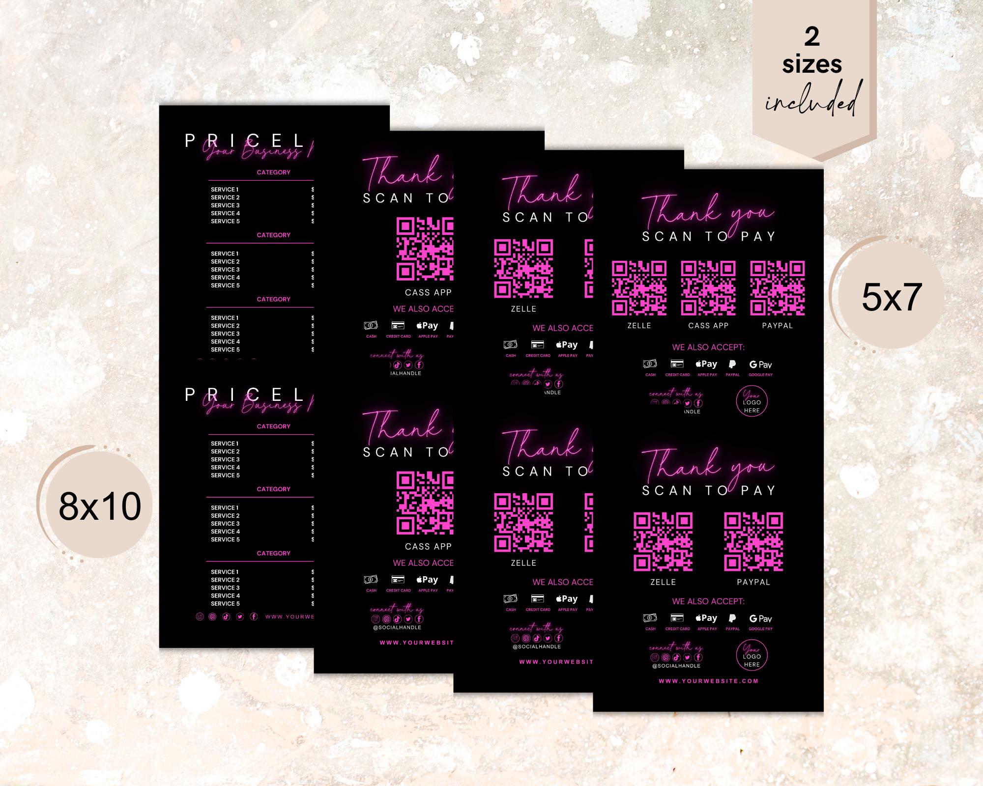 DIY Price List Template & Scan to Pay Template QR Code Sign Canva ...
