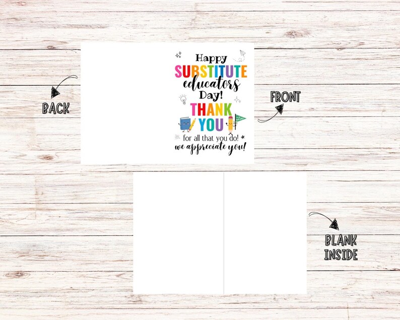 Substitute Teacher Day Card Printable,substitute Educators Day Sign ...