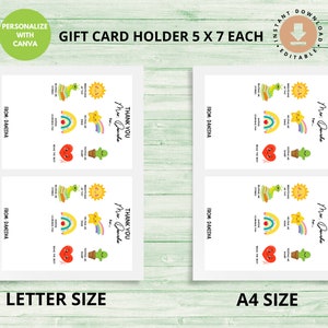 End of the Year Teacher Gift Card Holder Printable Elementary School ...