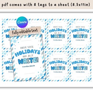 Holiday Pencil Gift Tag Editable Just Write Holiday Pencil Tag Student ...