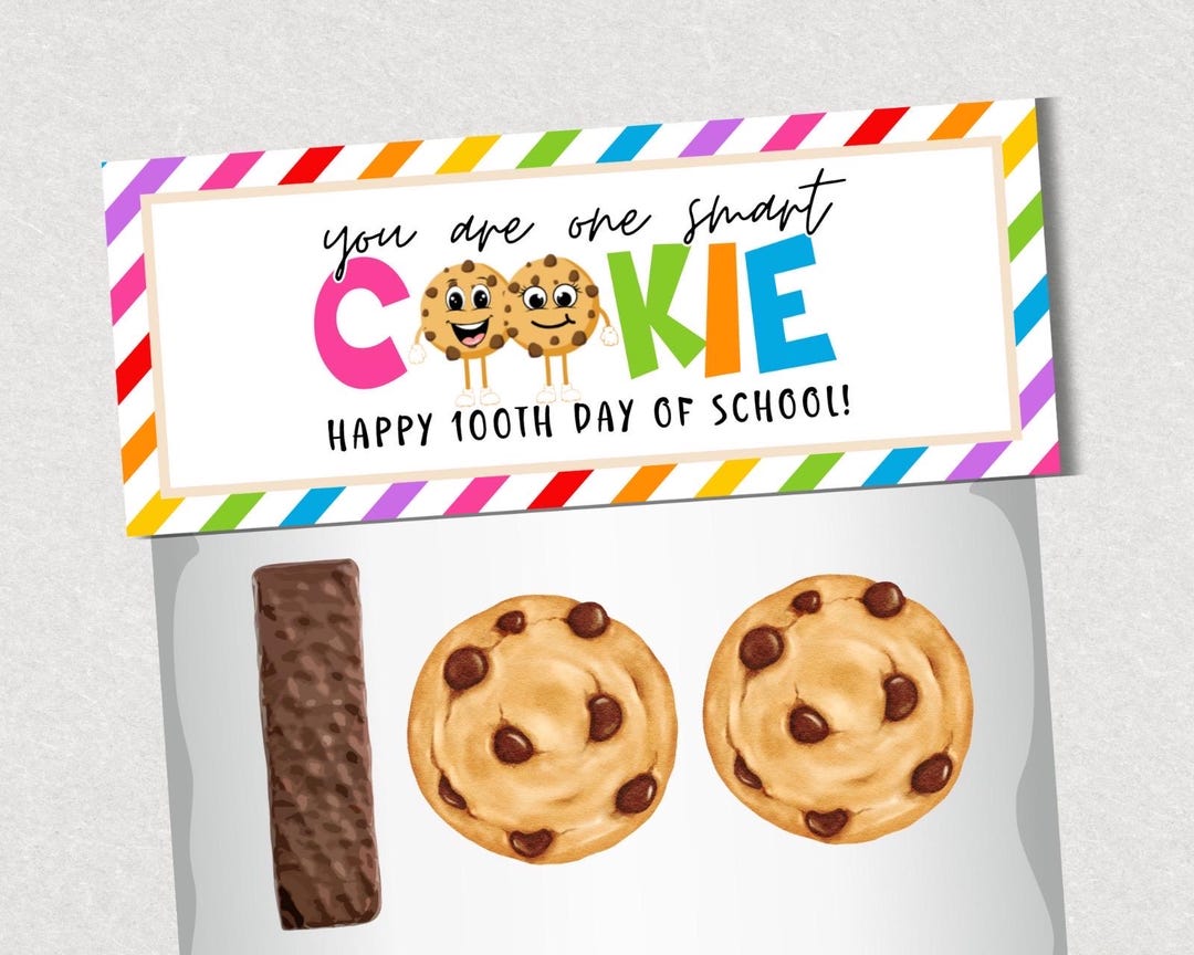 100 Days of School Treat Bag Topper: One Smart Cookie Gift Tag (digital ...