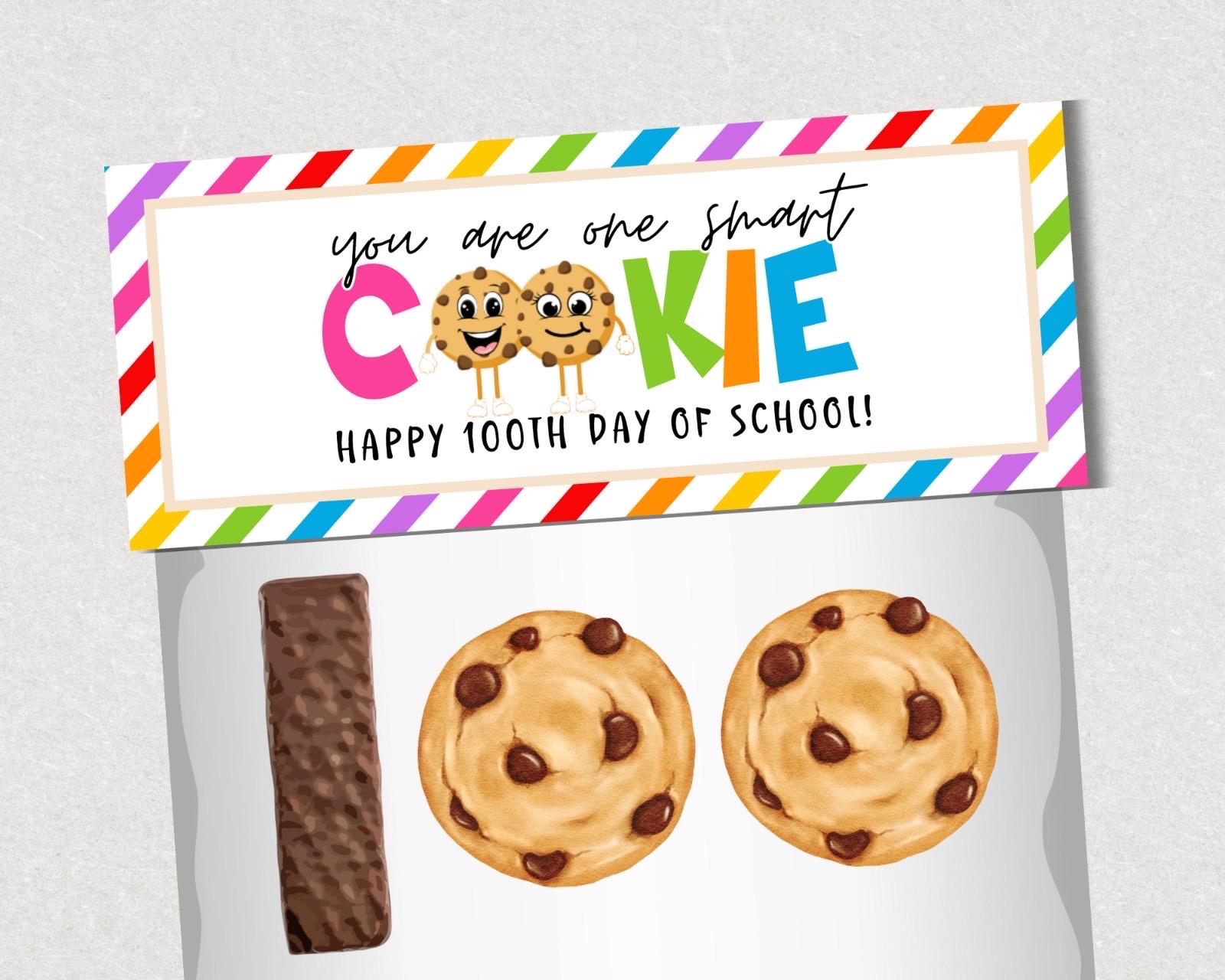 100 Days of School Treat Bag Topper: One Smart Cookie Gift Tag (digital ...
