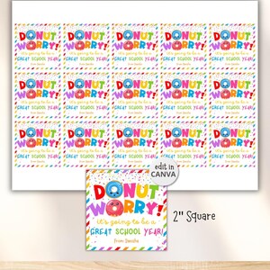 Back to School Donut Worry Treat Tags Student Gift From Teacher First ...
