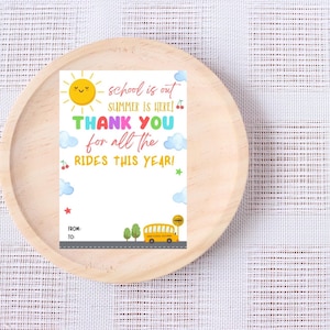 School Bus Driver Gift Card Holder, Printable Thank You Card, End of ...