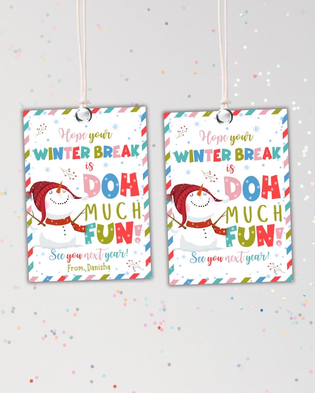 Winter Break Doh Much Fun Tag Play Dough Gift Holiday Playdough From ...