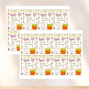 Editable Caramel Apple Kit Tags: Fall Thanksgiving Favor Labels ...