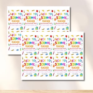 Back to School Survival Kit Tag Printable Emergency 1st Day of School ...