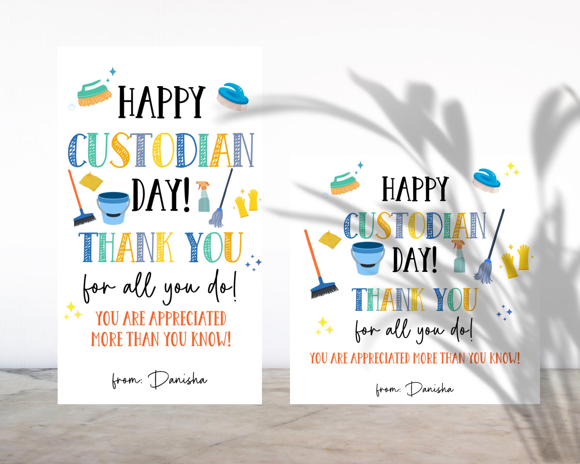School Custodian Appreciation Gift Tag, Printable Thank You School ...