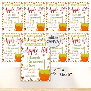 Editable Caramel Apple Kit Tags: Fall Thanksgiving Favor Labels ...