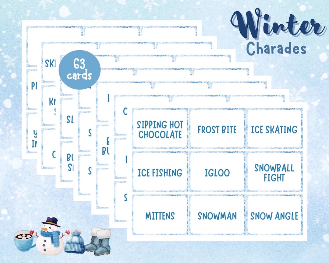 Winter Charades Game, Winter Party Game, Family Game Night, Winter ...