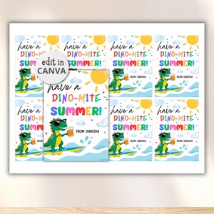 Dino-mite Summer Tag: End of School Thank You (printable Template) - Etsy