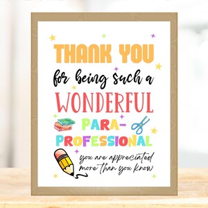 Paraprofessional Day Sign Printable, Paraprofessional Gifts ...