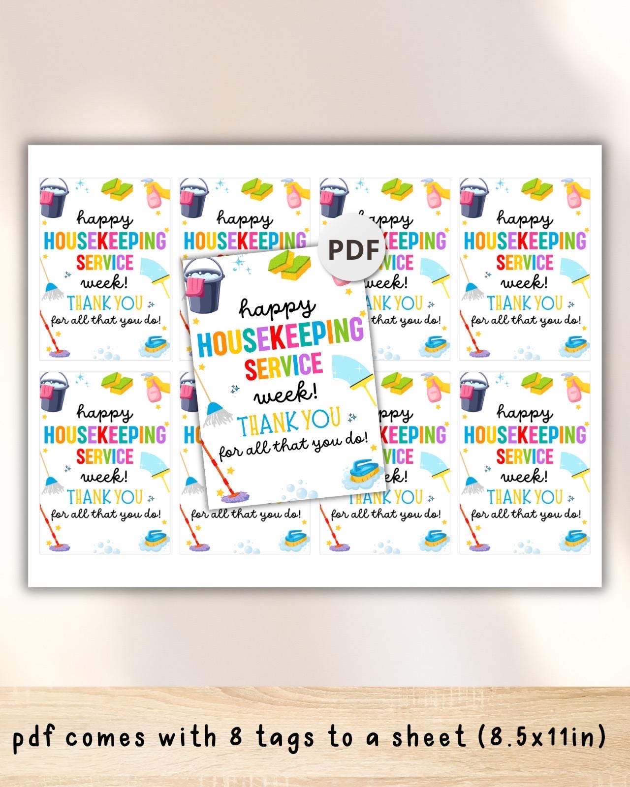 Housekeeping Appreciation Gift Tags: Printable Thank You Cards (digital ...