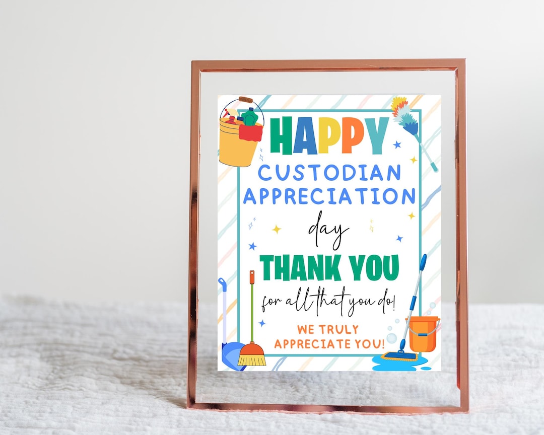Custodian Day Card Printable, Custodian Appreciation Gift, Thank You ...