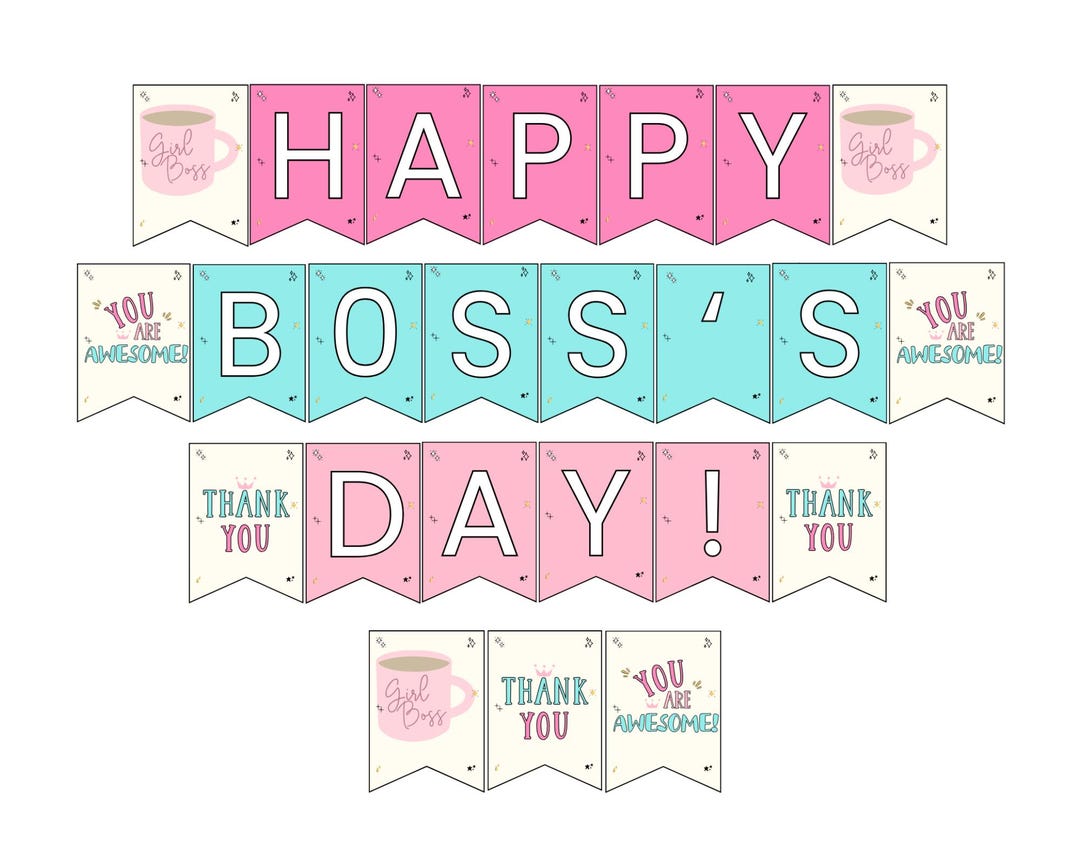 Boss Day Banner Printable Boss Appreciation Day Decor, Happy Boss's Day ...