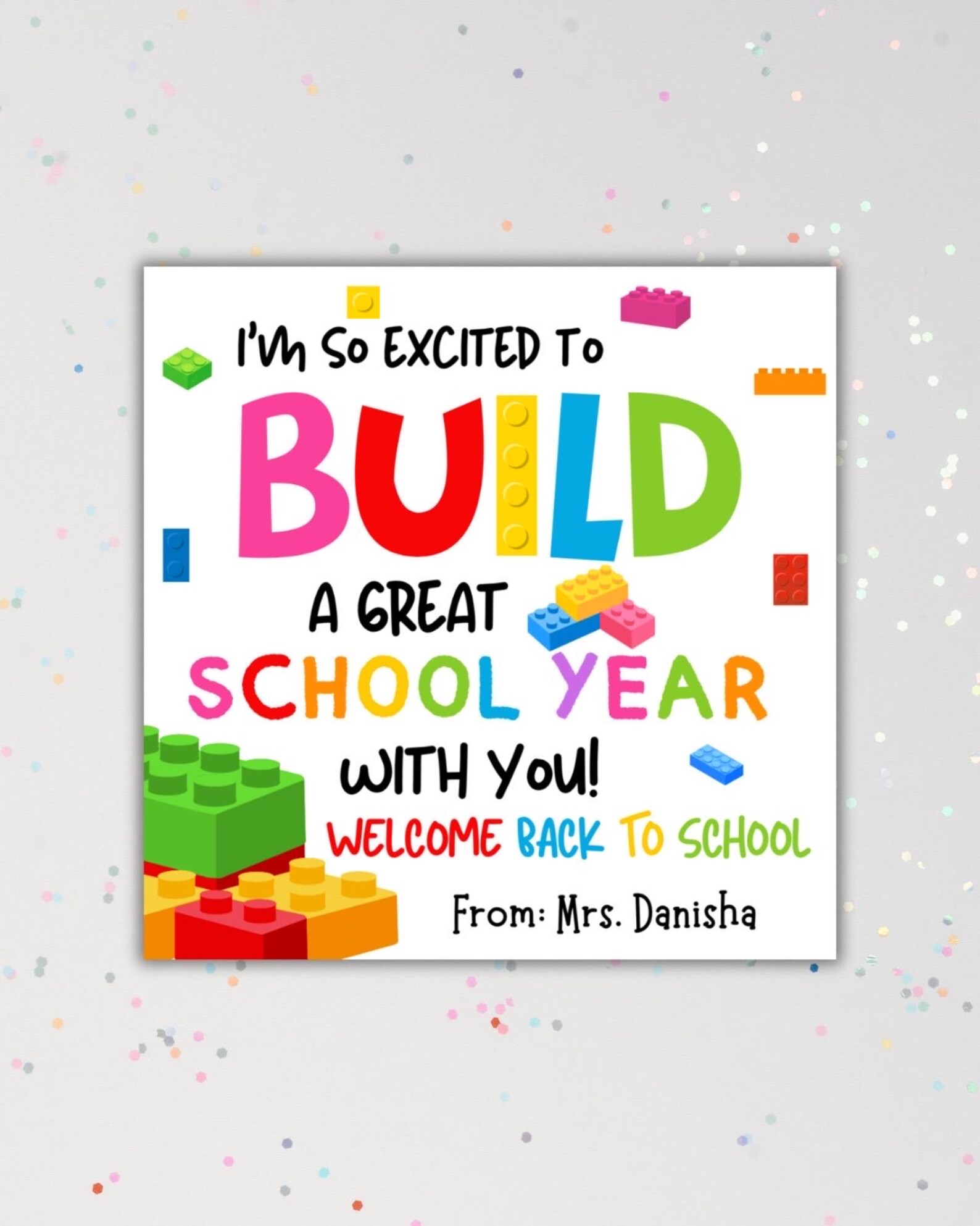Back to School Building Blocks Gift Tags, Students Classmates Classroom ...