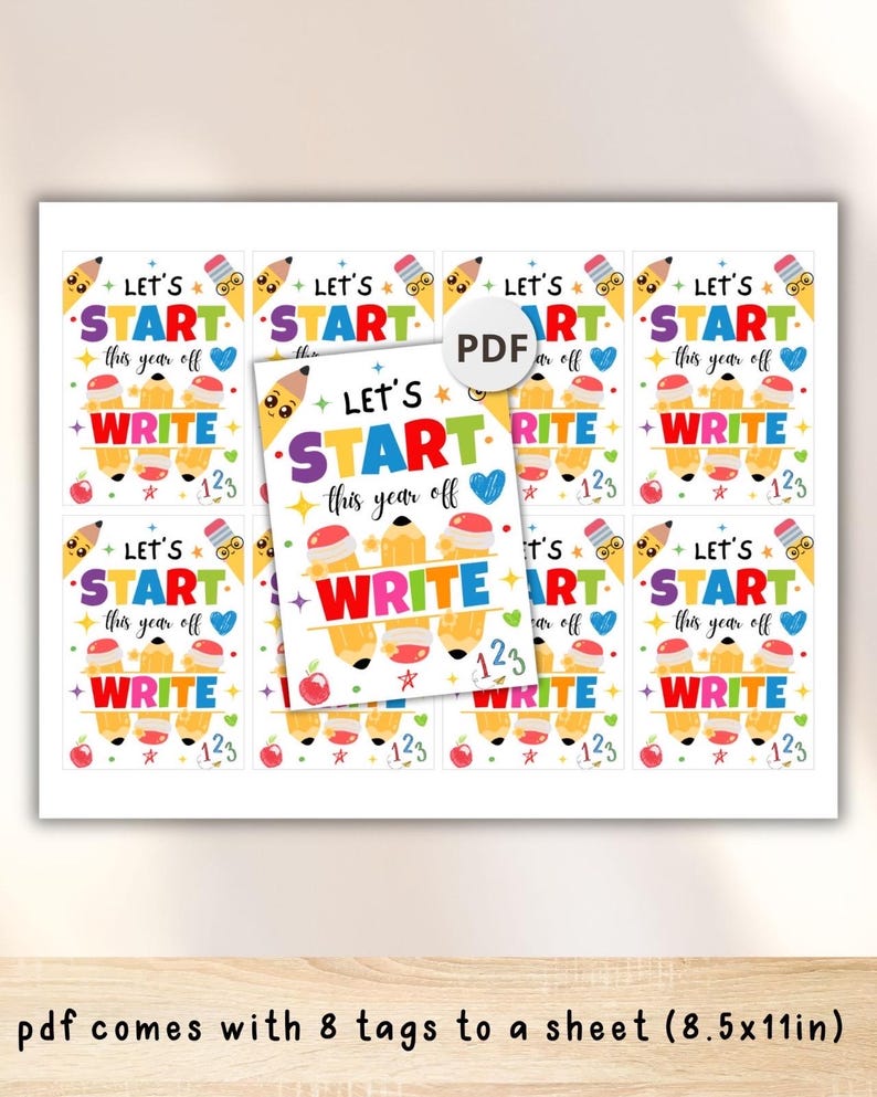 Let's Start This Year off Write Gift Tag Template, Printable Back to ...