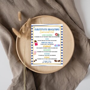 Substitute Teacher Survival Kit Gift Tags, Teacher Appreciation and ...