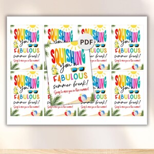 Summer Squishies Gift Tag Squishing You a Happy Summer Break, End of ...