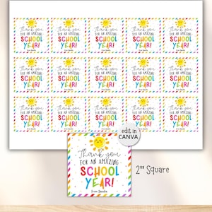 Thank You for an Amazing School Year Tag, Printable End of School Year ...