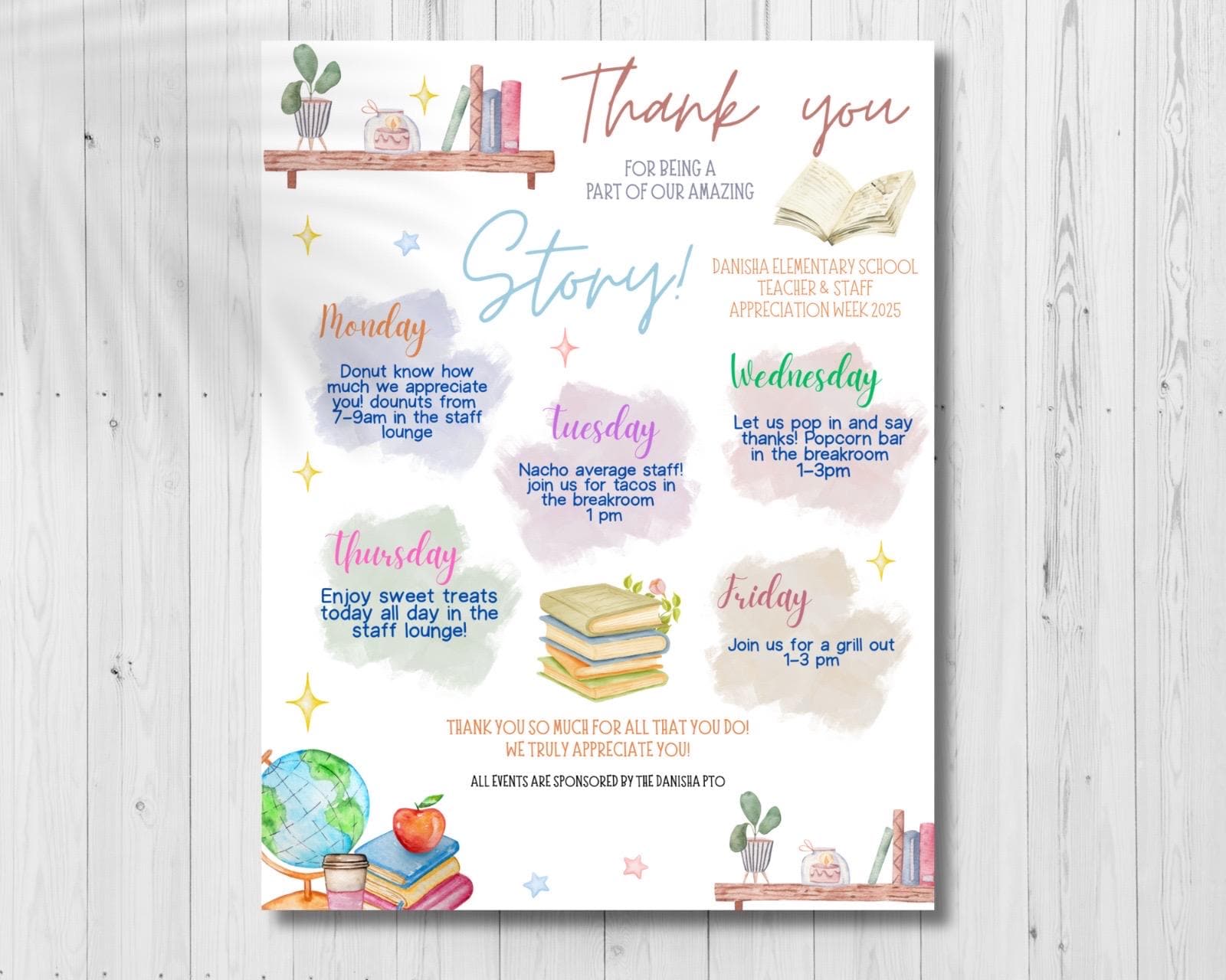 Storybook Teacher Appreciation Week Itinerary Template (digital ...