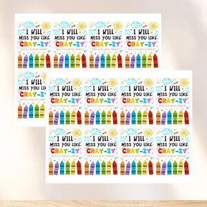 End of School Year Crayon Gift Tag: Editable Teacher Favor (digital ...