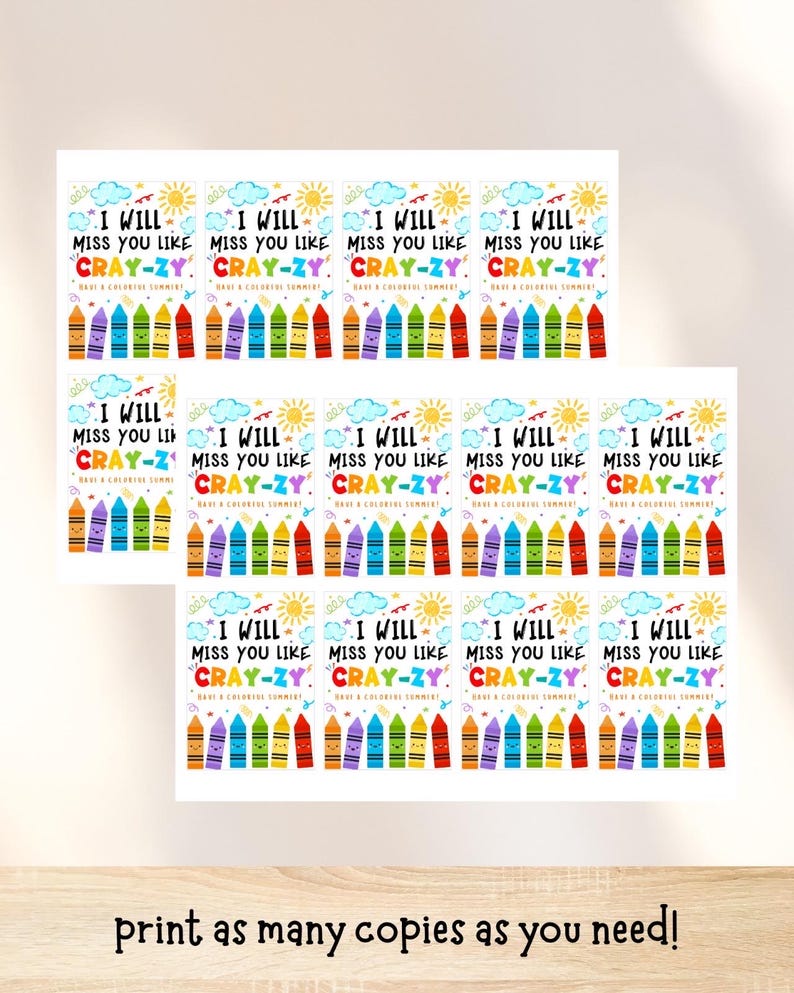 End of School Year Crayon Gift Tag: Editable Teacher Favor (digital ...