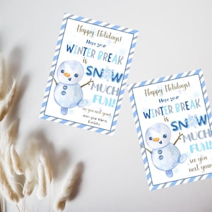 Hope Your Winter Break is Snow Much Fun Printable Tag,winter Break Tag ...