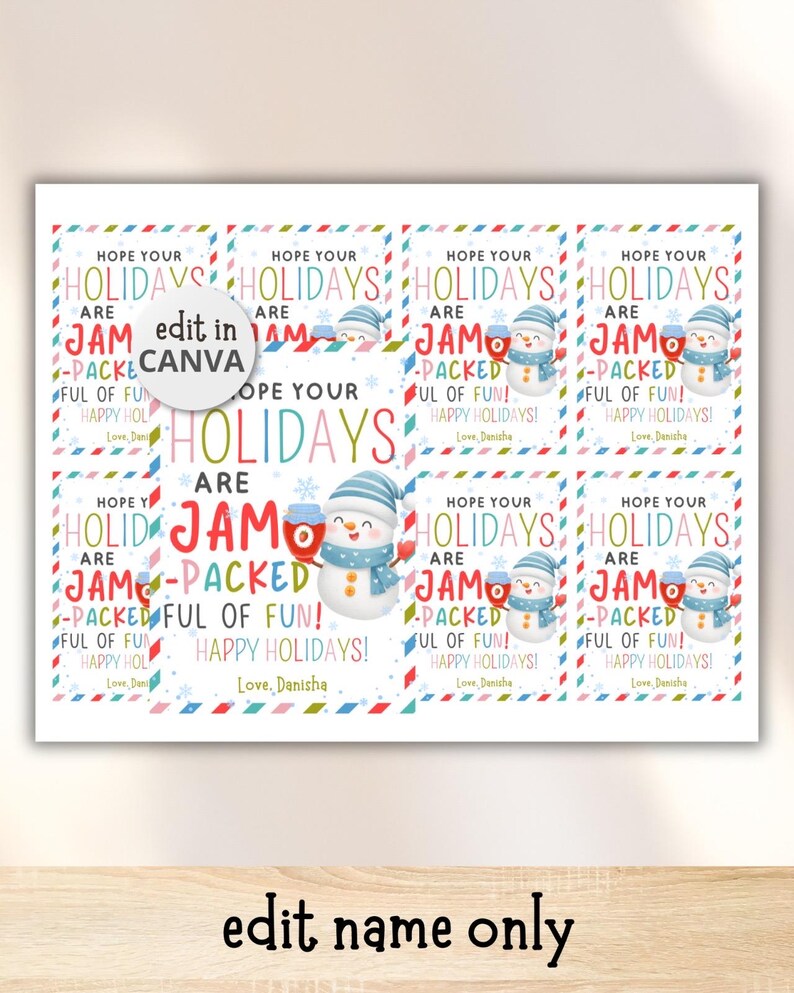 Holiday Jam Gift Tags Printable, Hope Your Holidays Are Jam-packed Full ...