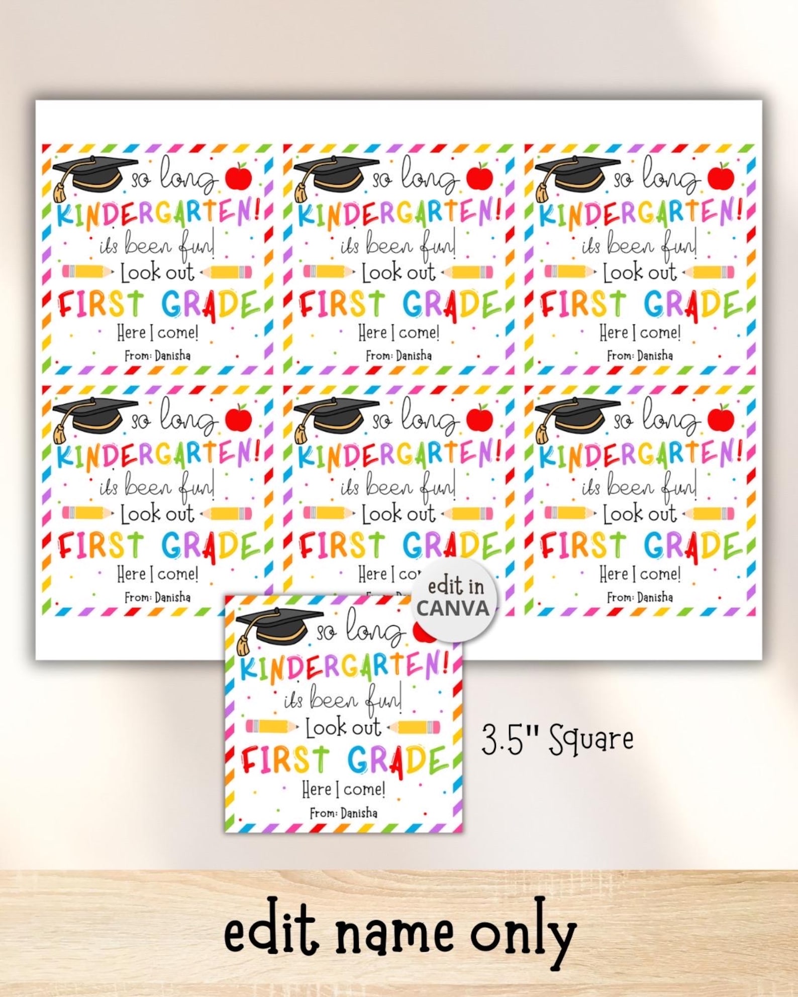 Kindergarten Graduation Tag Printable Kindergarten Grad Class Tag for ...