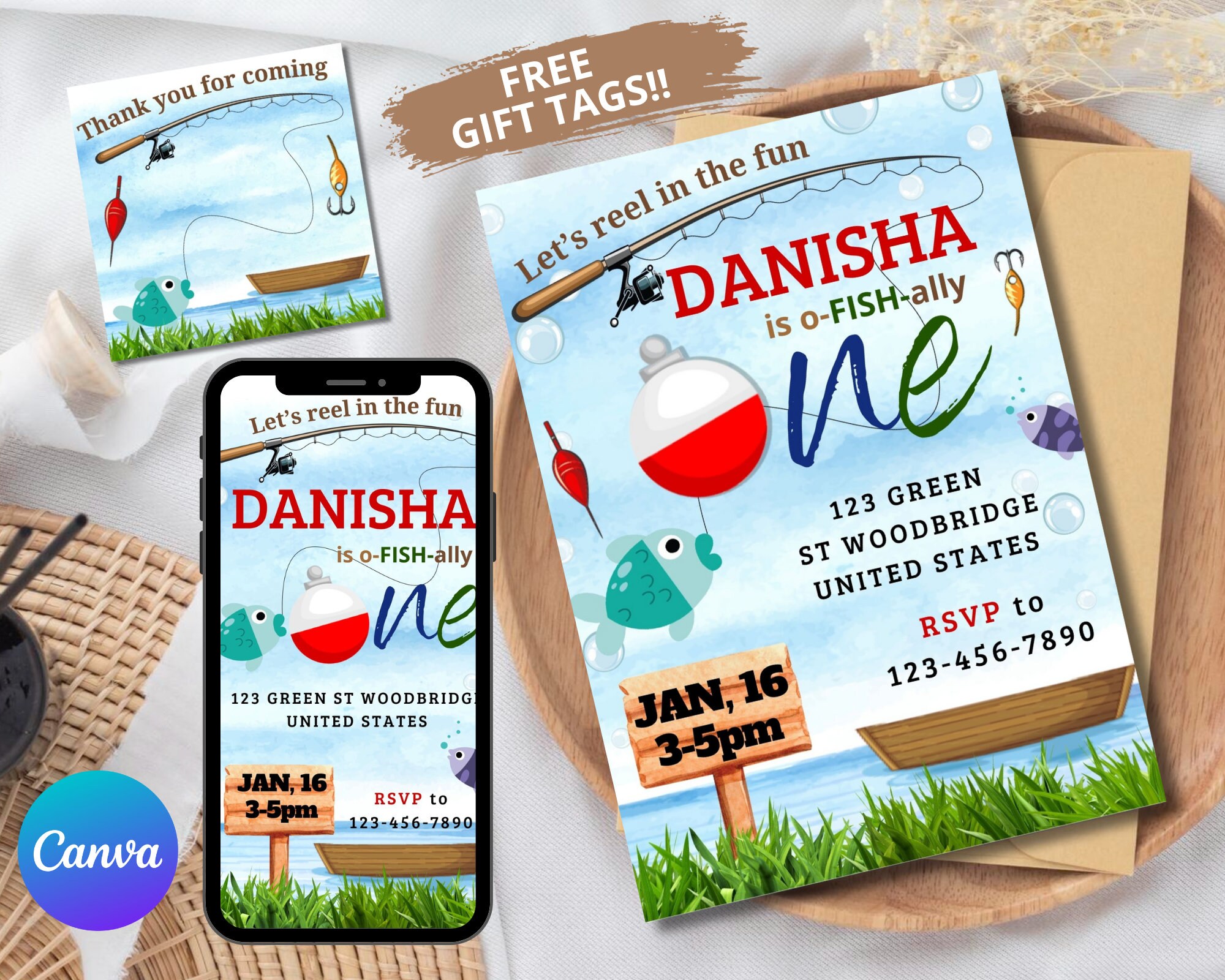 Editable Fishing Invitation, Fishing Birthday Invitation, Fish ...