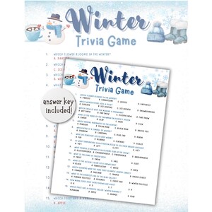 Winter Trivia Game, Printable Winter Games, Winter Game for Adults ...